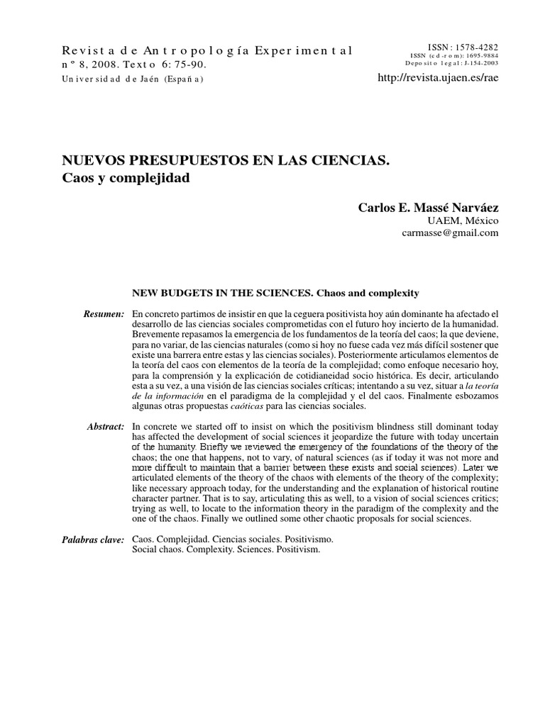 Caos y Complejidad | PDF | Teoría del caos | Conocimiento