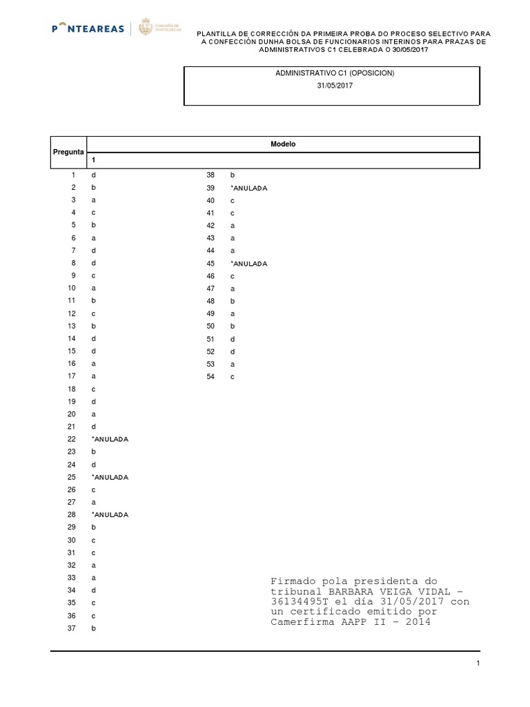 Corrección Proba Administrativos C1 | PDF
