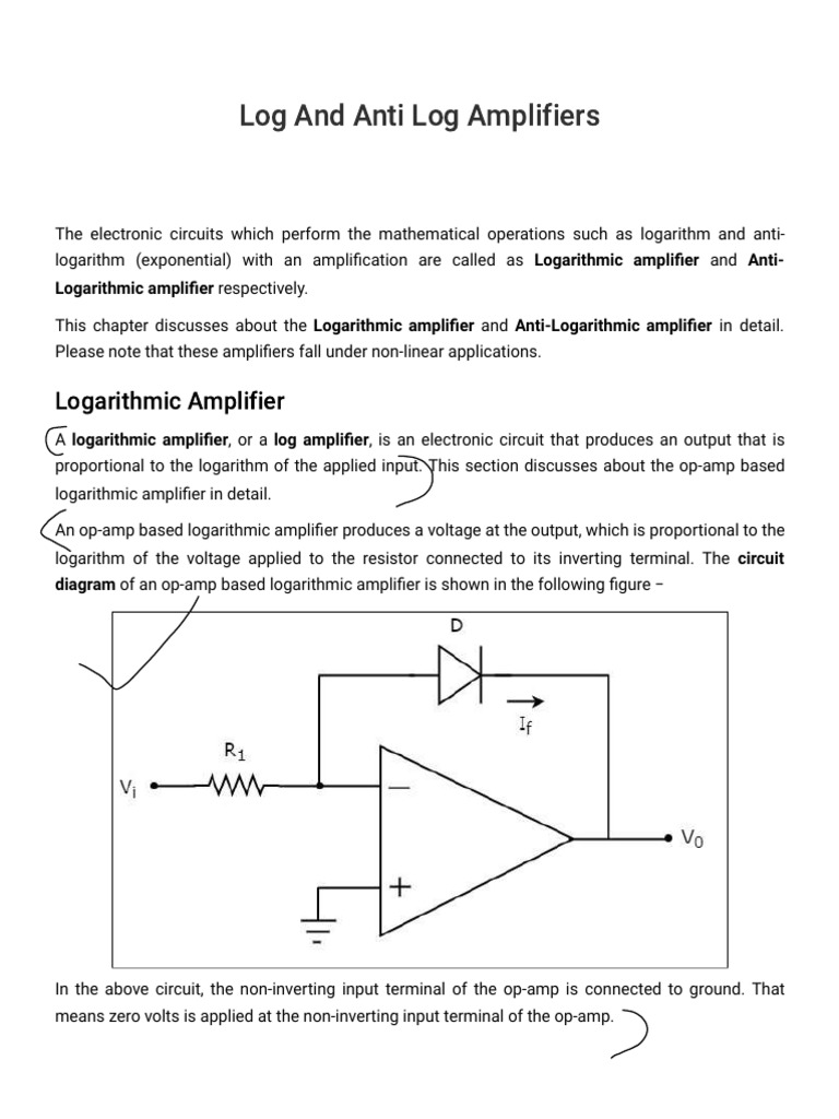 An In-Depth Look at Logarithmic and Anti-Logarithmic Amplifiers | PDF