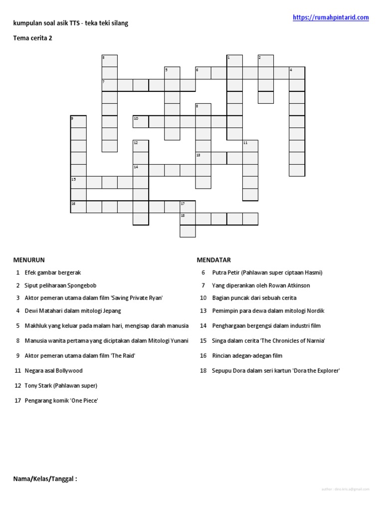 Kumpulan Soal TTS Anak Asik | PDF