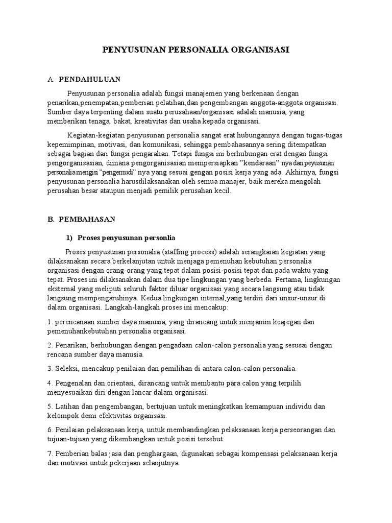 Penyusunan Personalia | PDF