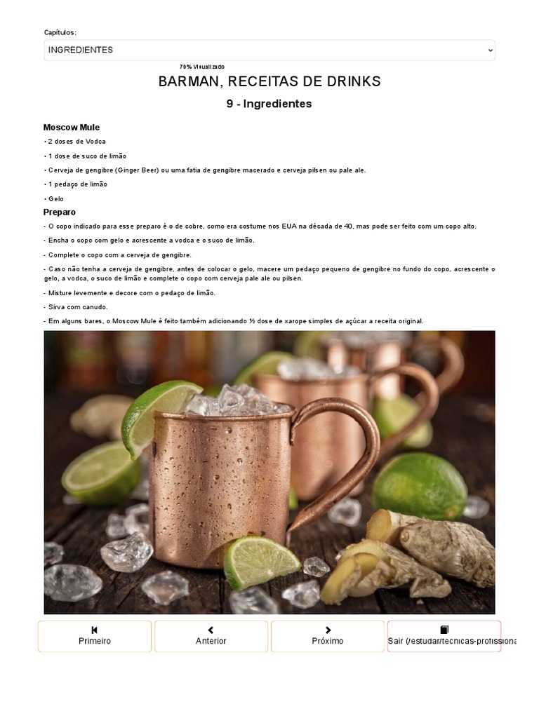 Apostila de Barman, Receitas de Drinks 08 | PDF