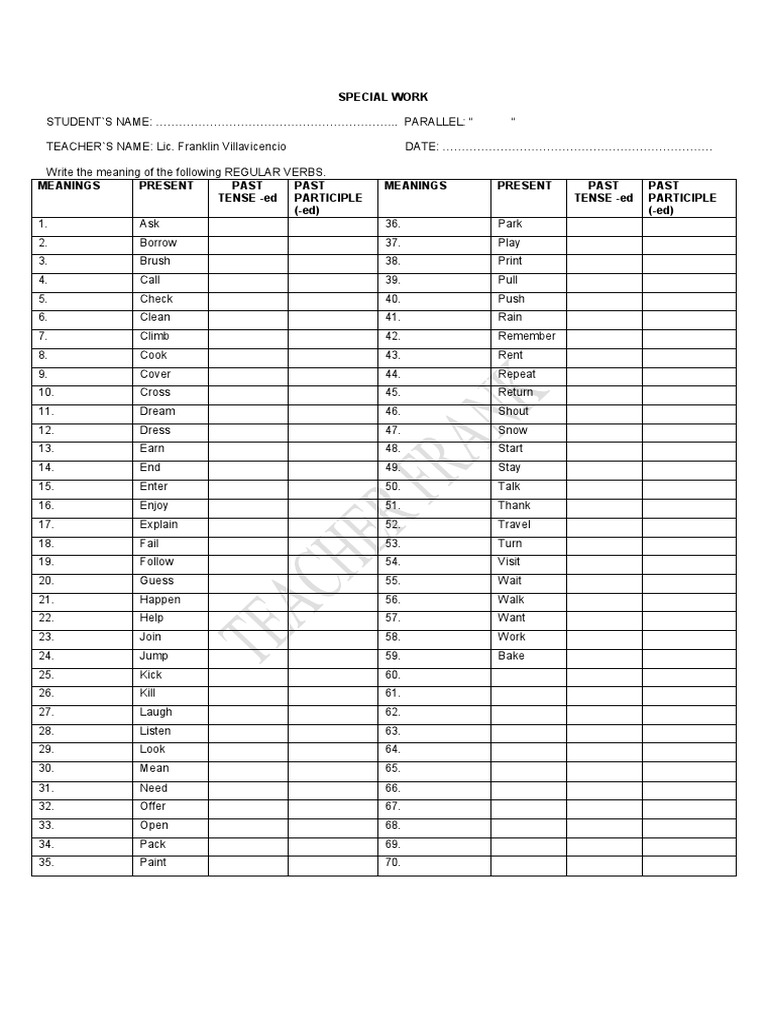 Regular Verbs 22-23 | PDF | Semantic Units | Linguistics