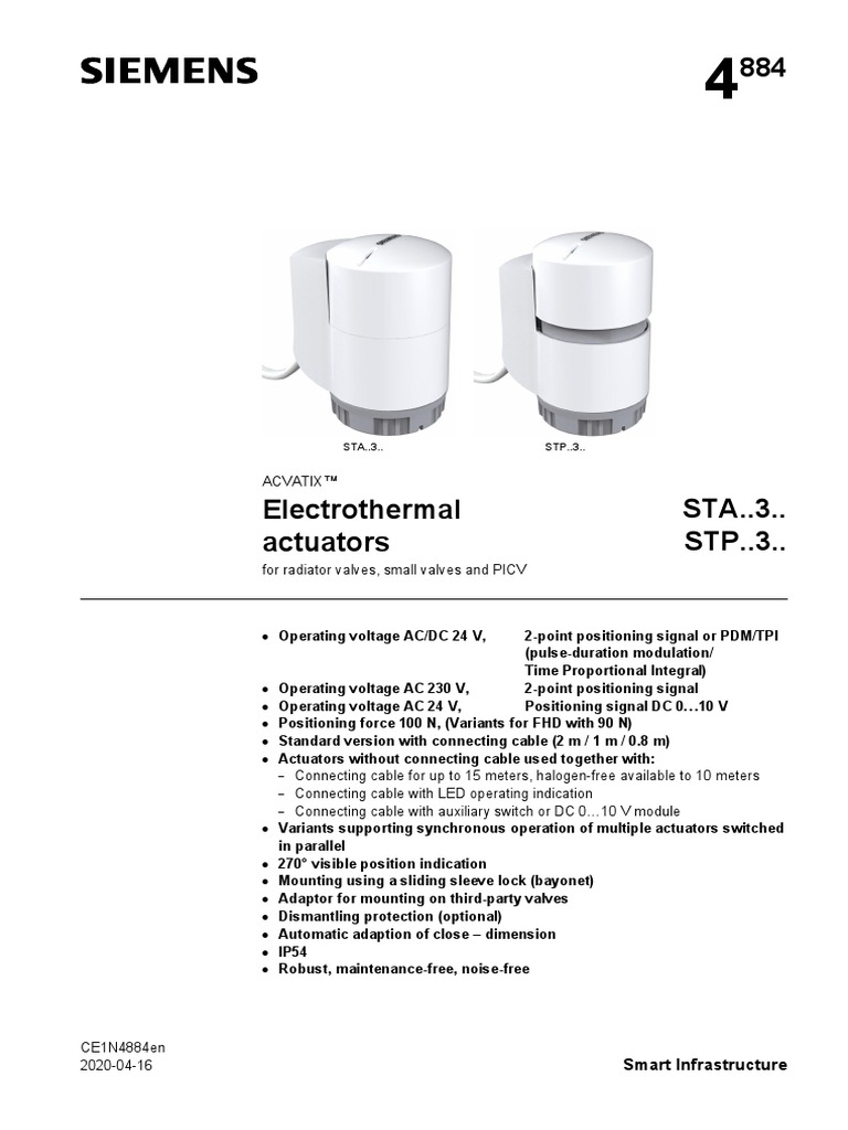 A6V10371999 - Electrothermal Actuators STA..3.. STP..3.. - en | PDF ...