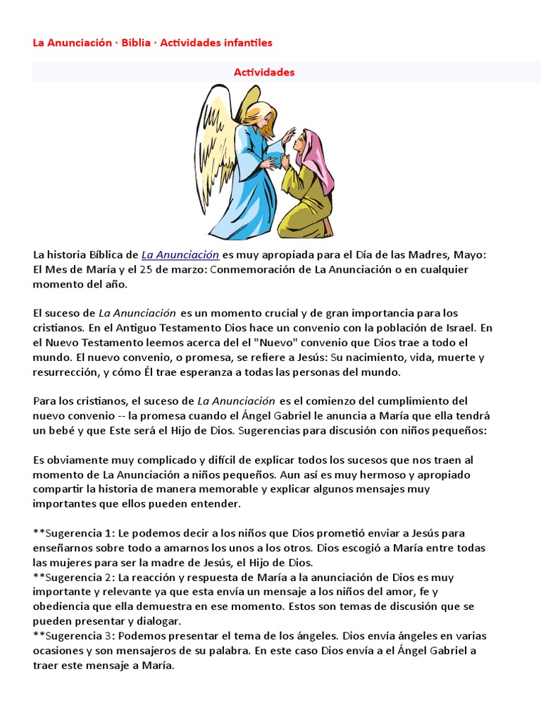 Actividades de La Anunciación para Niños | PDF | María, madre de Jesús ...