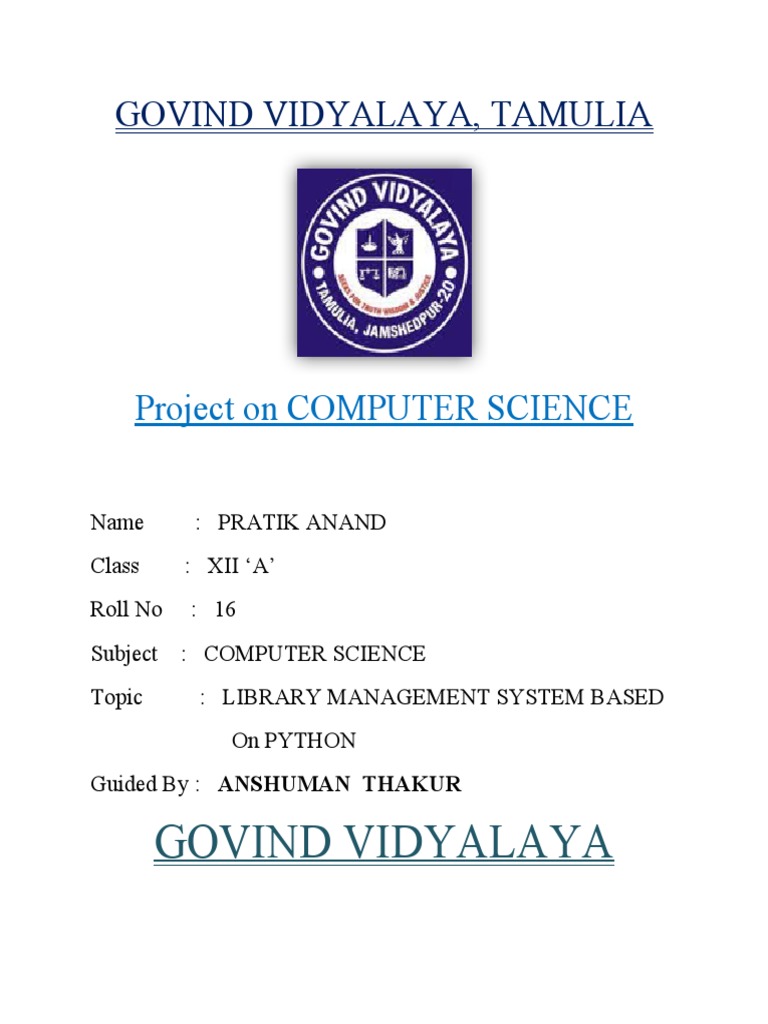 Govind Vidyalaya, Tamulia | PDF | Databases | Libraries