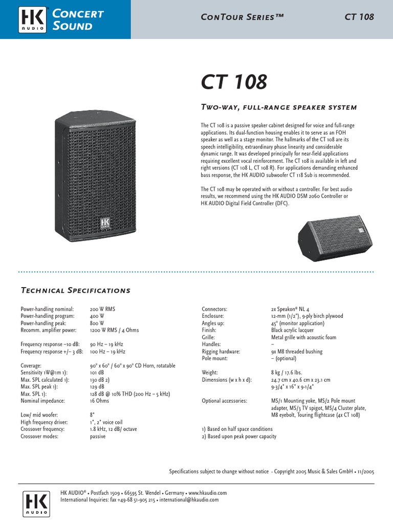 CT 108 Datasheet Eng | PDF | Loudspeaker | Computer Engineering