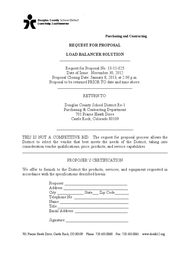 Request For Proposal Load Balancer Solution | PDF | Liability Insurance ...