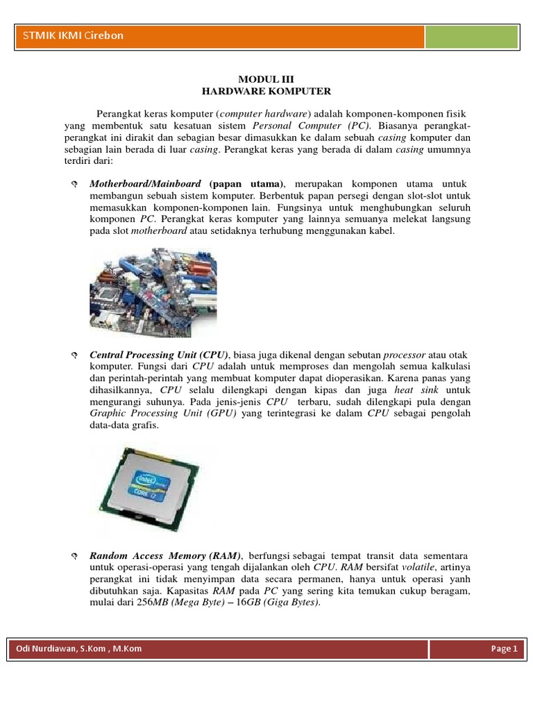 Modul Hardware Komputer Odi | PDF | Game & Aktivitas | Teknologi & Rekayasa