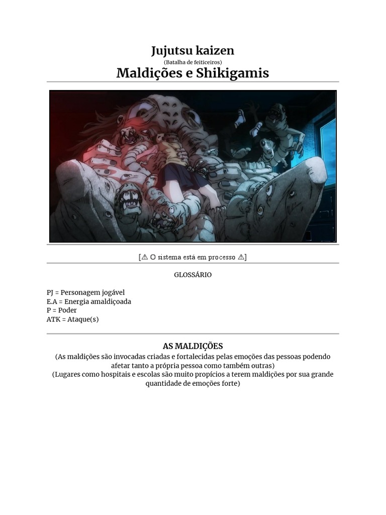 Jujutsu Maldicoes e Shikigamis RPG | PDF
