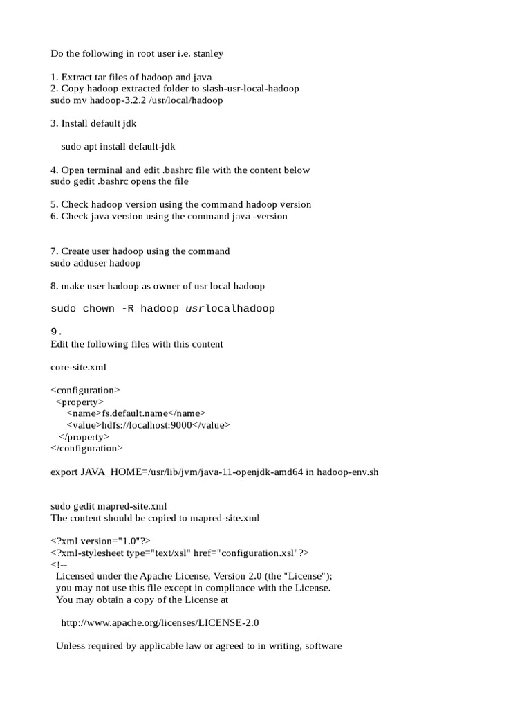 Hadoop Installation Pdf Apache Hadoop Sudo 3273