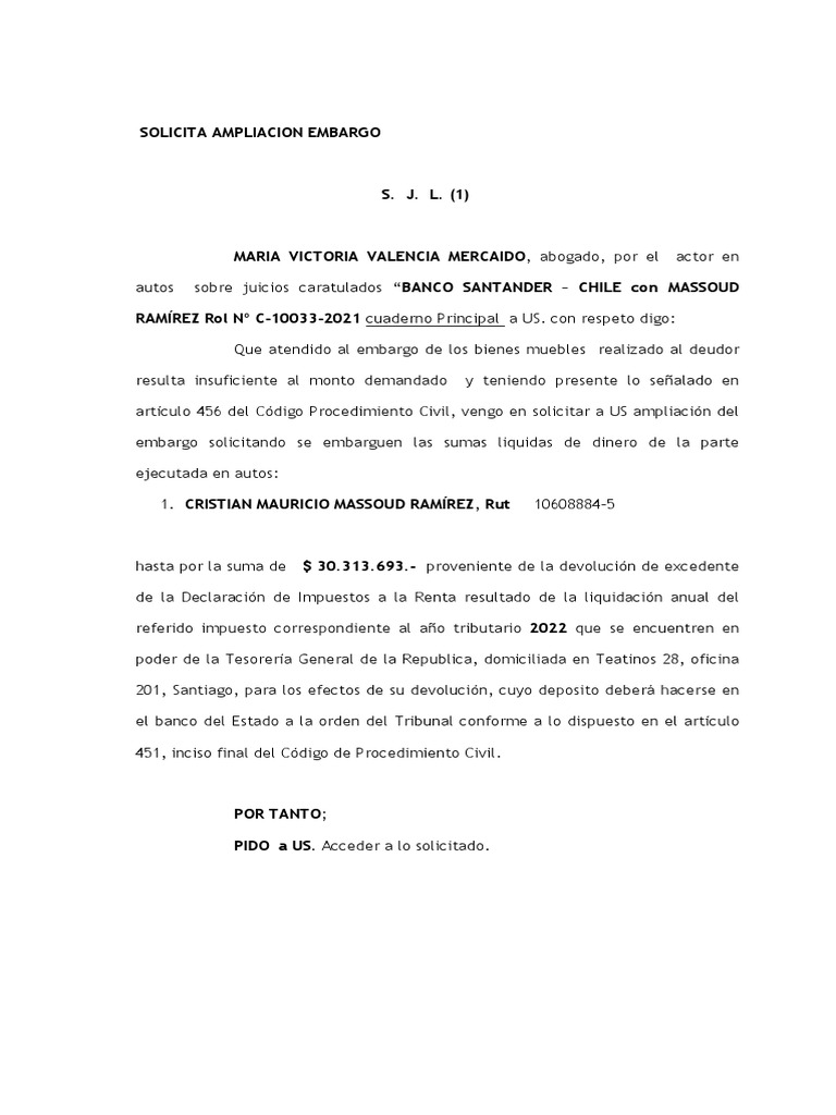 Ampliacion de Embargo Declaracion Impuesto A La Renta | PDF