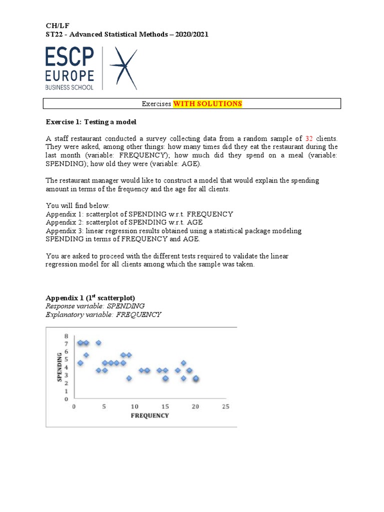 Solutions - Exercises - 1 - and - 2 Multiple - Linear - Regression | PDF | Errors And Residuals ...