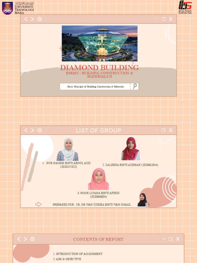 Zaleena, Nasrin, Liyana - Diamond Building Report | PDF