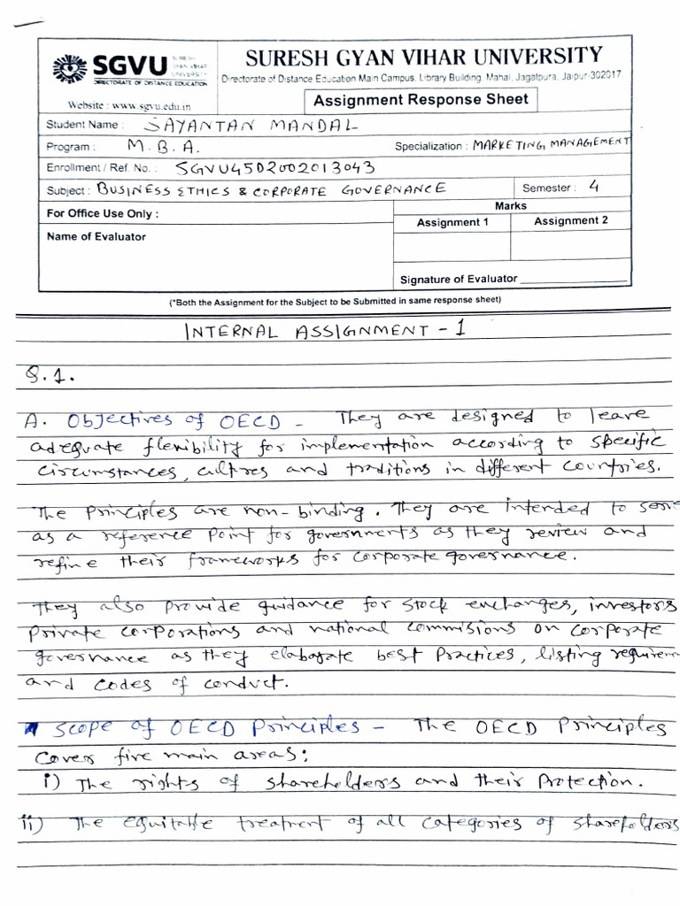 Sgvu 4th Sem Assignment Business Ethics And Corporate Governance Pdf 9191