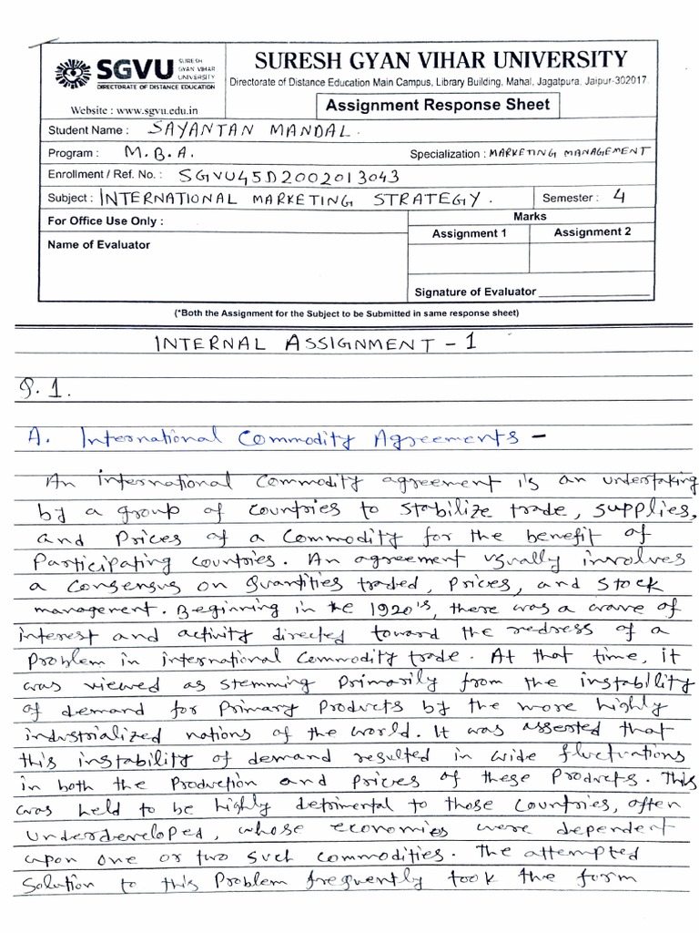 Sgvu 4th Semester Assignment - International Marketing Strategy | PDF