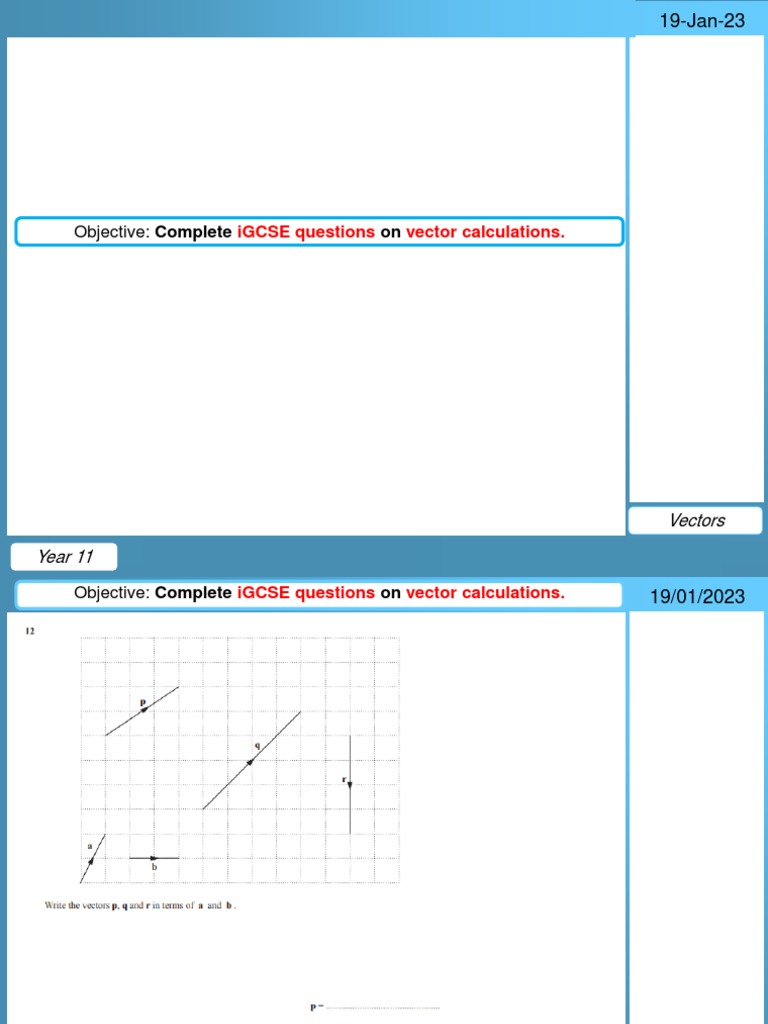 Vectors Igcse Questions Pdf
