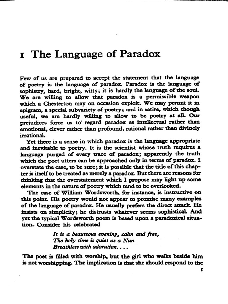 The Language of Paradox by Cleanth Brooks | PDF