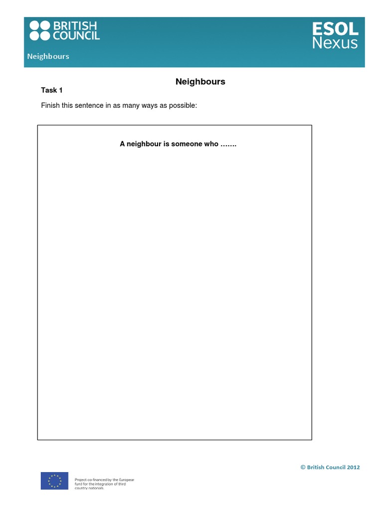 Neighbours - Conversation Lesson-Worksheet | PDF
