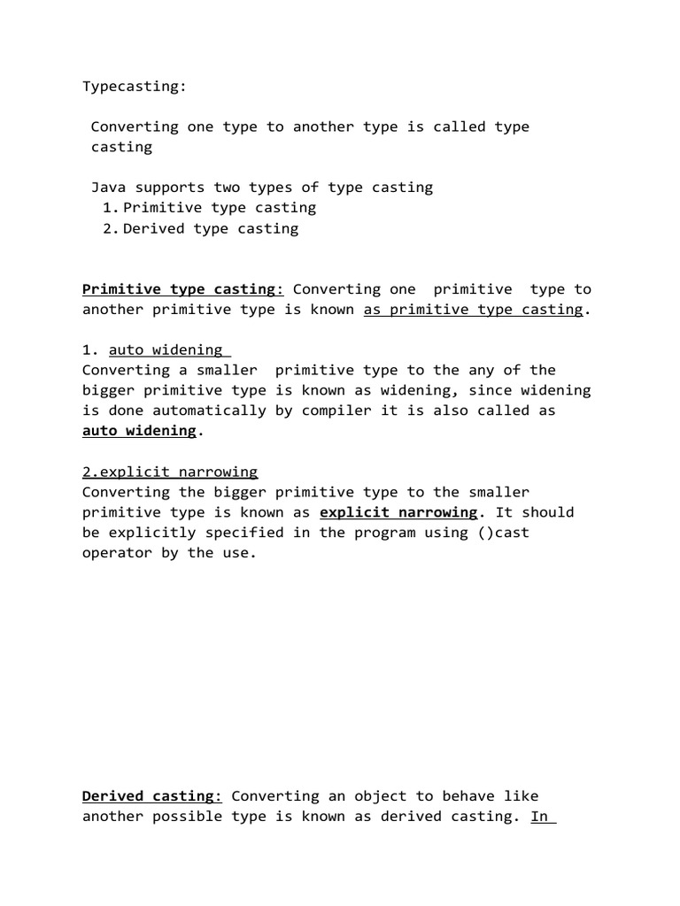 Type Casting Notes | PDF