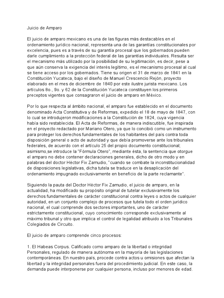 Juicio de Amparo en México: Proceso y Tipos | PDF | Derecho ...