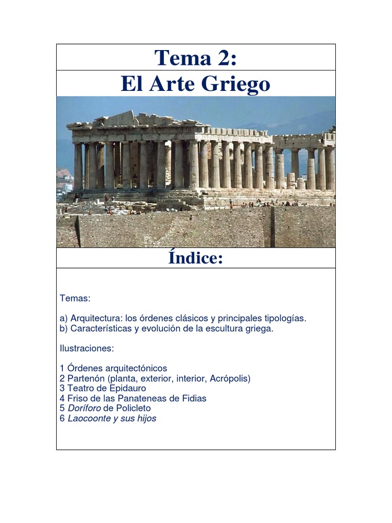 Tema 2 El Arte Griego | PDF | Doce olímpicos | templo