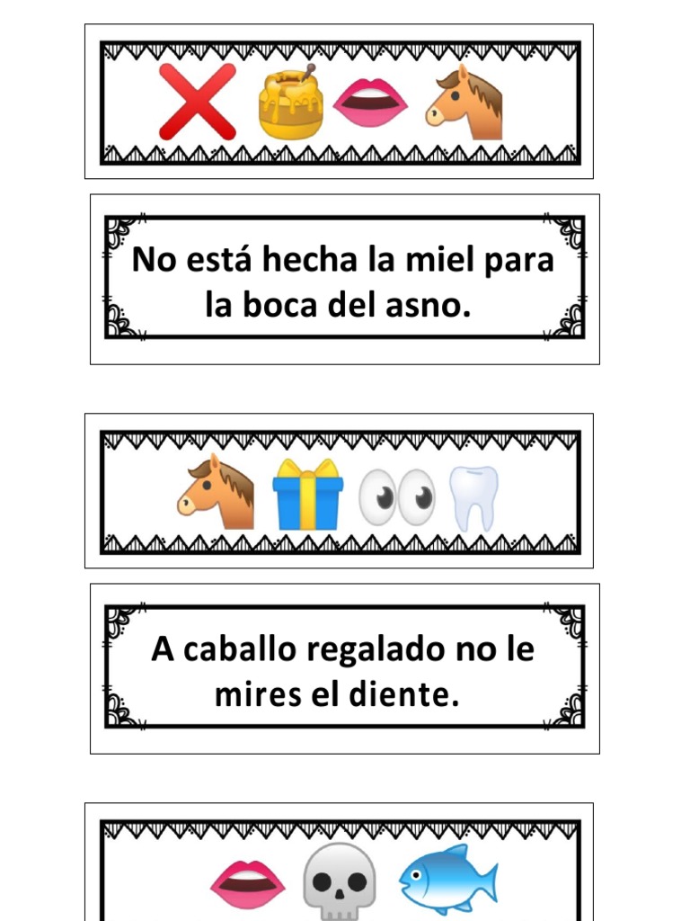 20 Refranes Con Emojis para Trabajar en Clase | PDF
