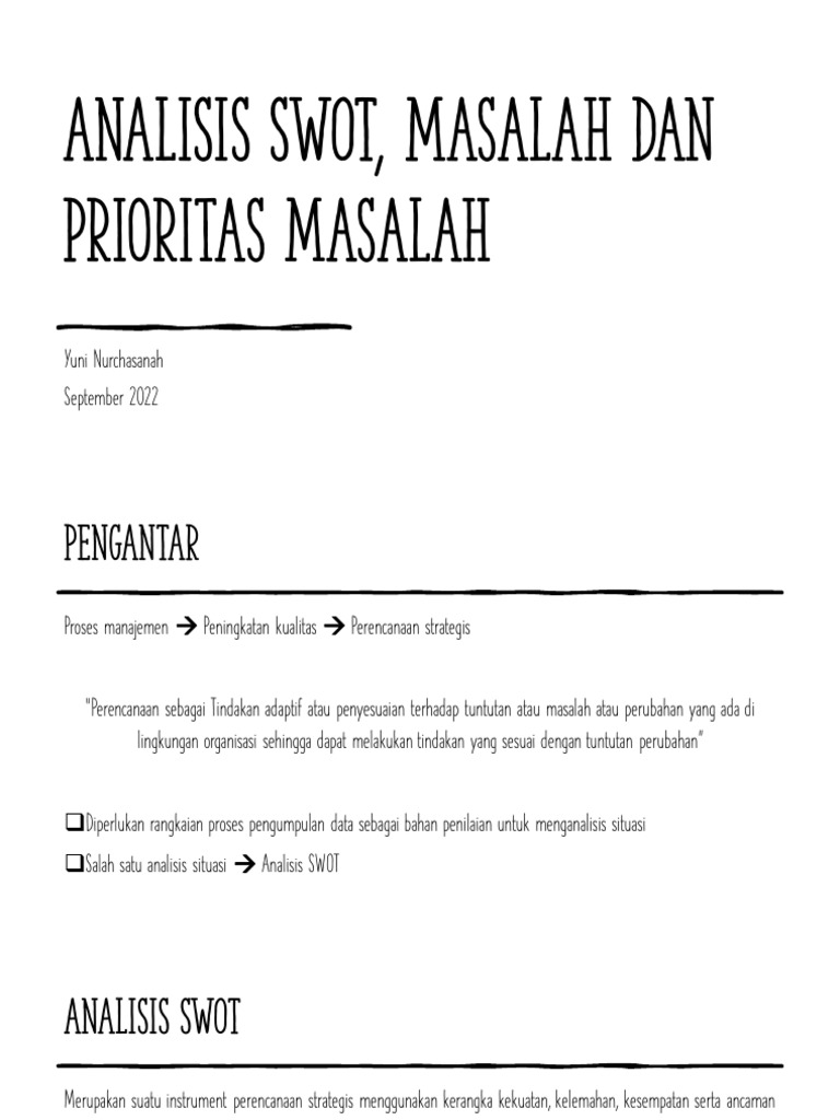Analisis dan Prioritas Masalah SWOT | PDF