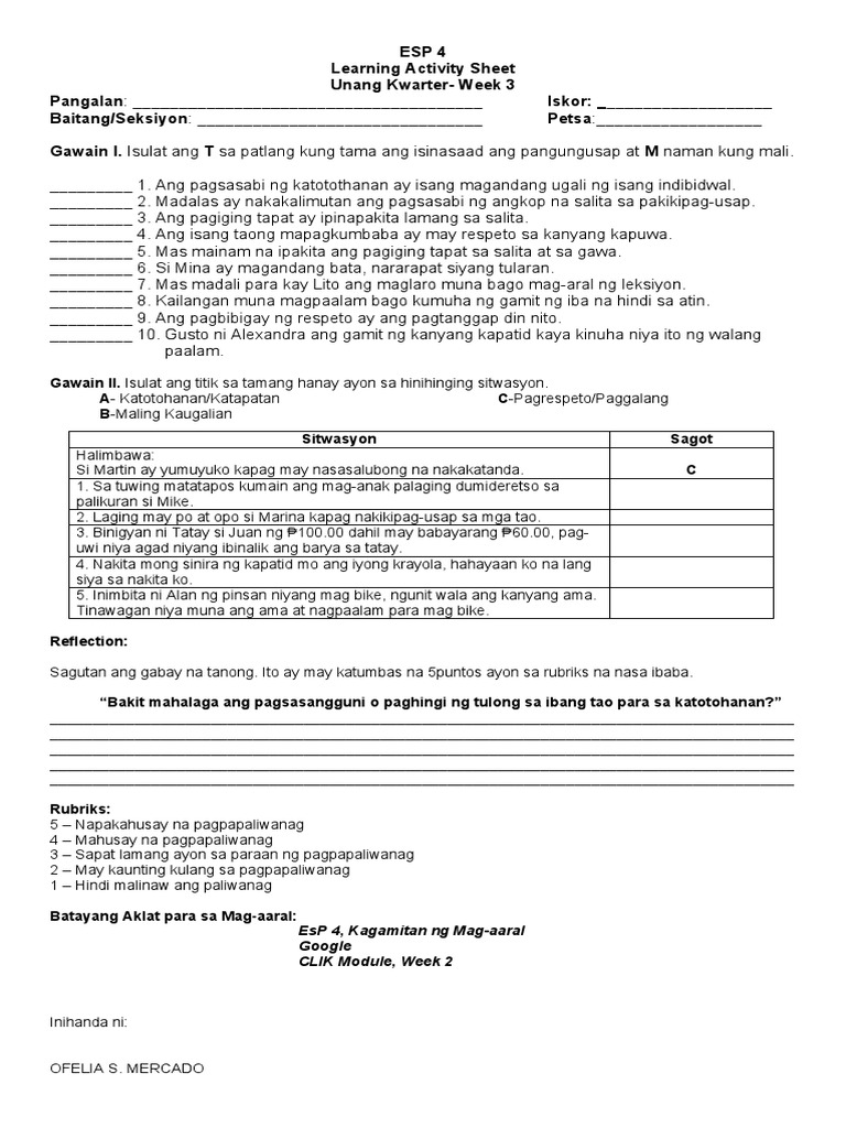 ESP 4 - LAS Week 3 | PDF