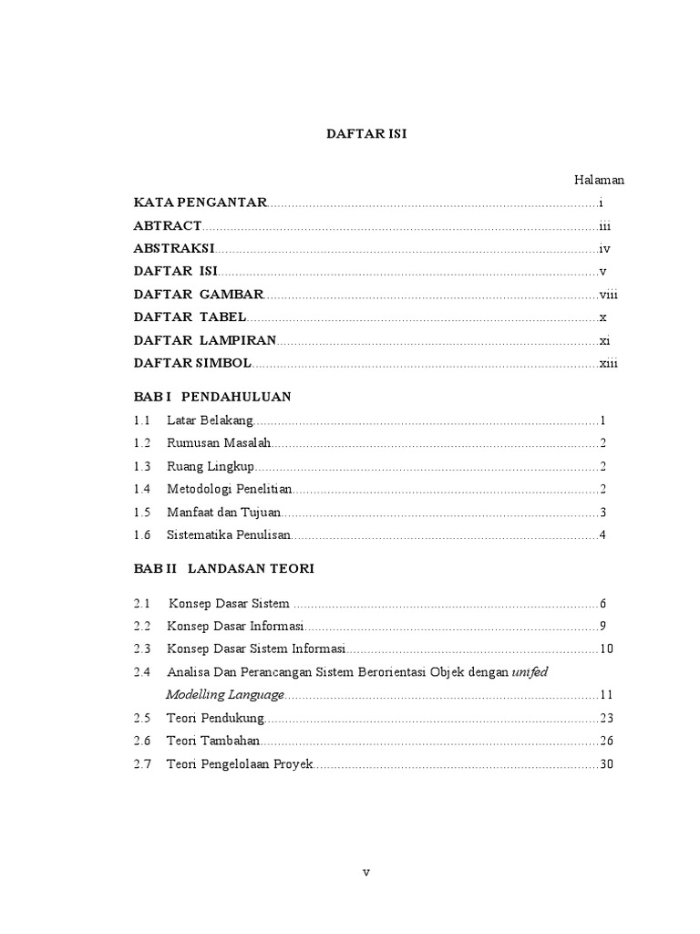 Contoh DAFTAR ISI Skripsi | PDF