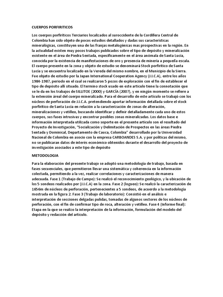 Alteraciones Hidrotermales | PDF | Roca (geología) | Colombia