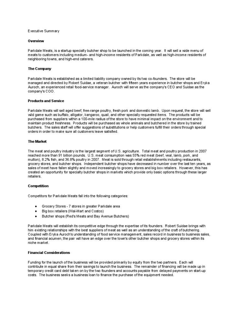 Butcher Shop Business Pdf