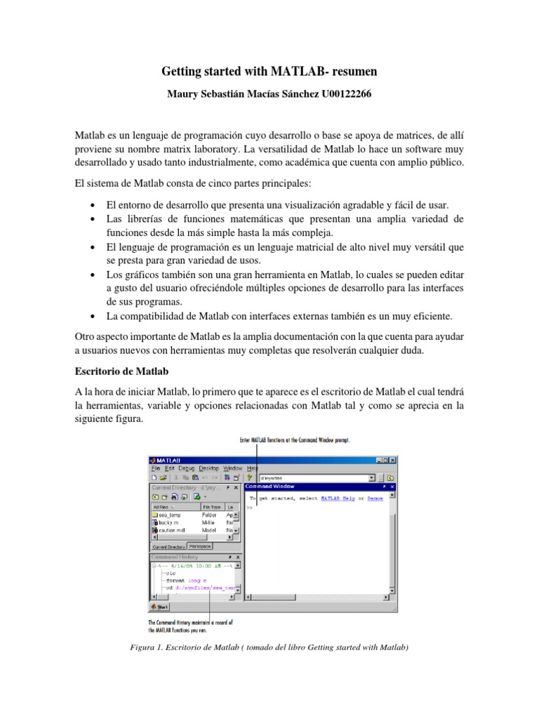 Getting Started With MATLAB | PDF | Matriz (Matemáticas) | Estructura ...