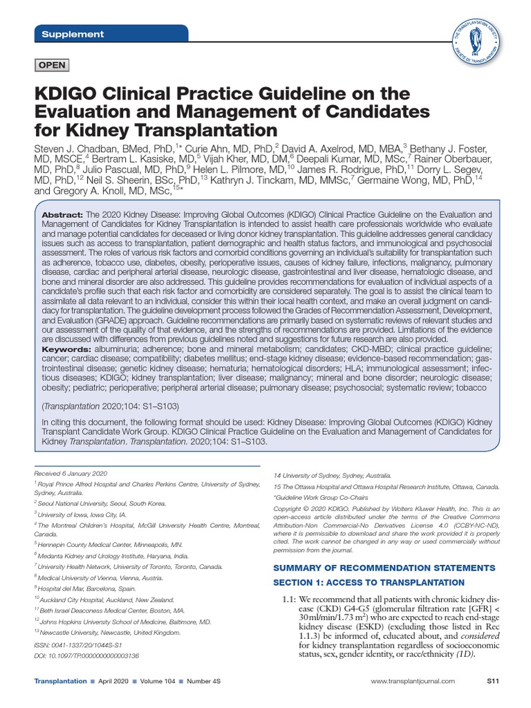 KDIGO Clinical Practice Guideline On The.9 | PDF | Kidney ...