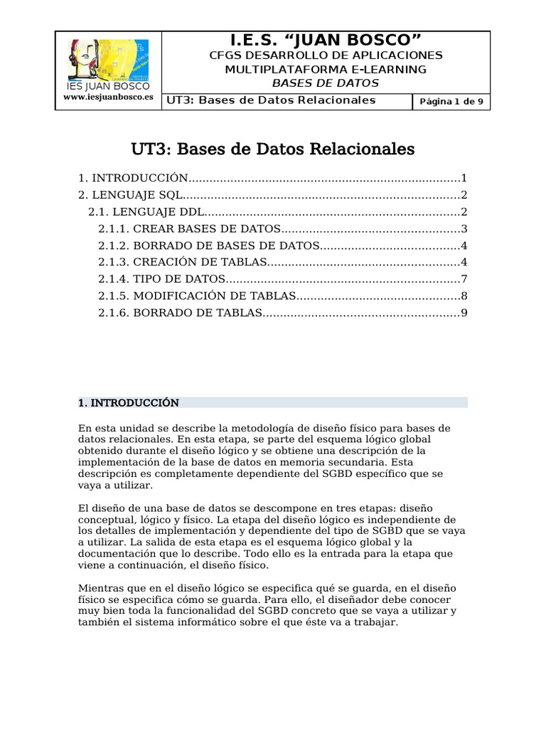 UT03. Resumen Sentencias DDL (MariaDB y MySQL) | PDF | Bases de datos | SQL