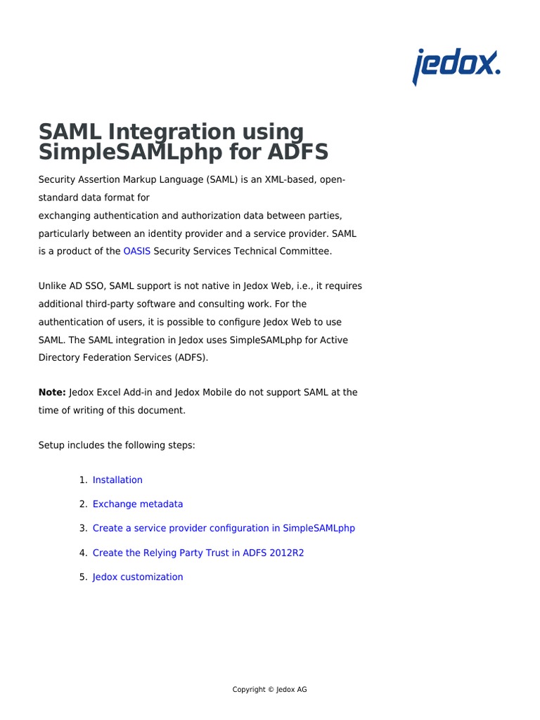 SAML Integration Using SimpleSAMLphp For ADFS | PDF | World Wide Web ... SAML Integration Using SimpleSAMLphp For ADFS | PDF | World Wide Web ...