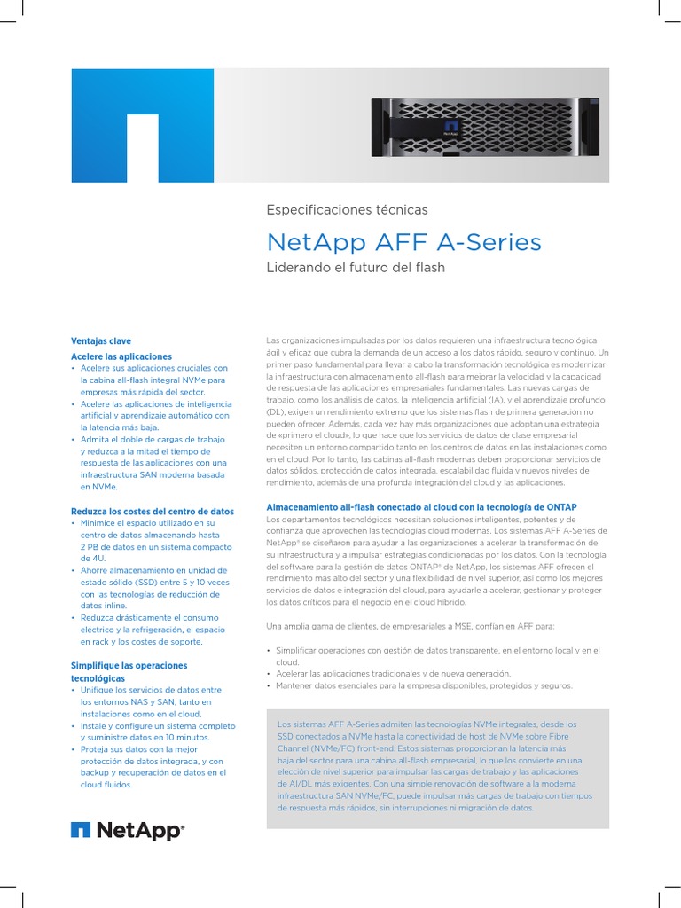 NetApp AFF A-Series | PDF | Computación en la nube | Unidad de estado sólido