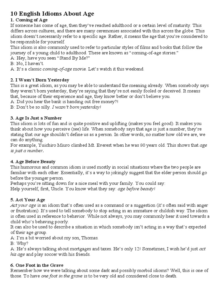 Idioms Age | PDF