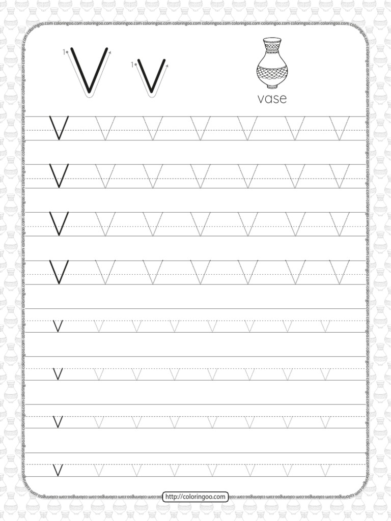Printable Dotted Letter V Tracing PDF Worksheet | PDF