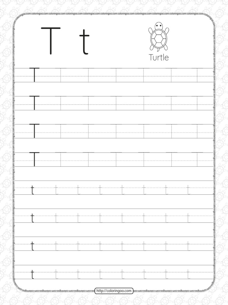Printable Dotted Letter T Tracing PDF Worksheet | PDF