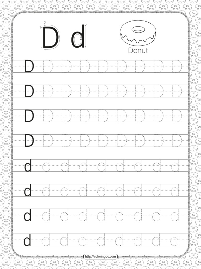 Printable Dotted Letter D Tracing PDF Worksheet | PDF