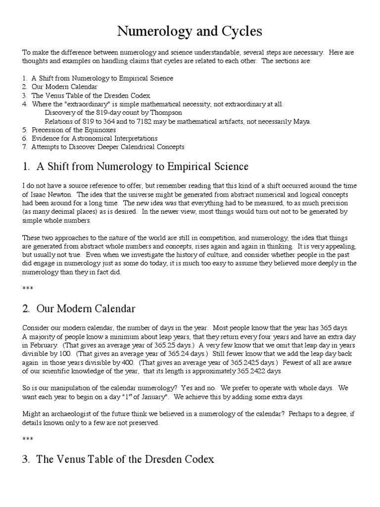 Numerology and Cycles | PDF | Science | Astronomy