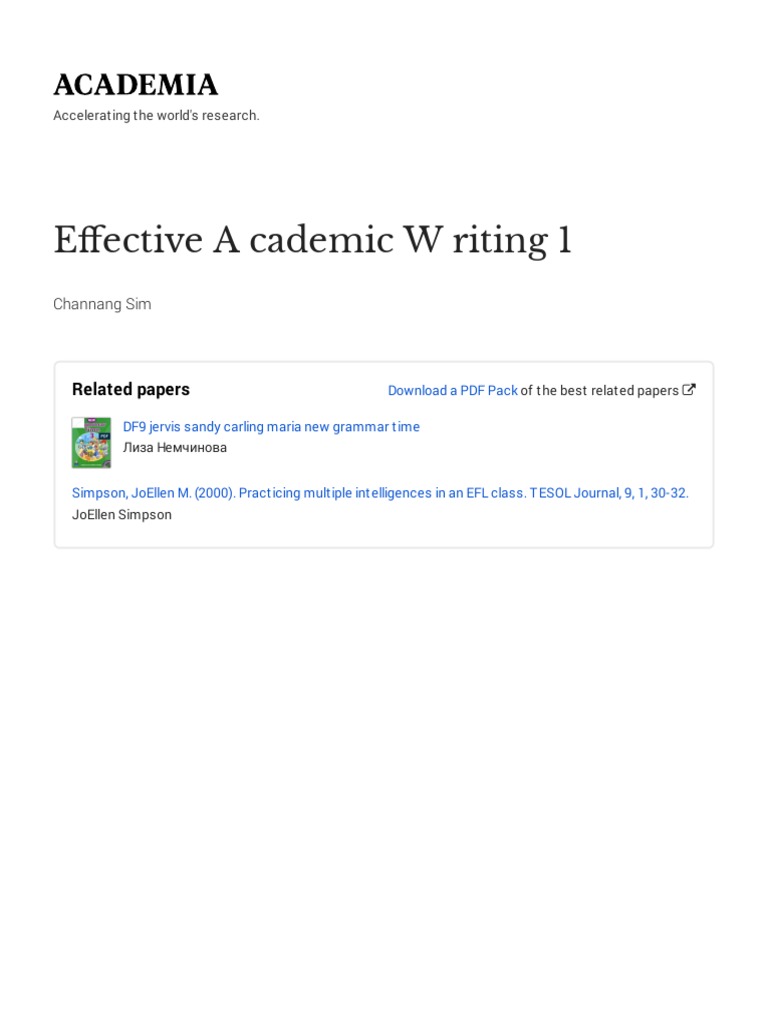 1 Effective Academic Writing With Cover Page v2 | PDF | Rhetoric ...