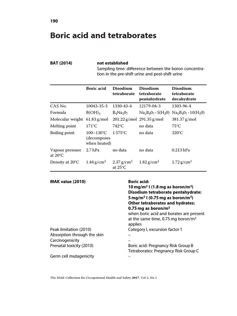 Boric Acid and Tetraborates | PDF | Boron | Chemistry