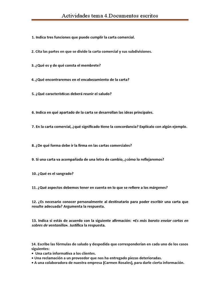 Actividades Tema 4 Documentos Escritos | PDF | Finanzas y dinero | Derecho