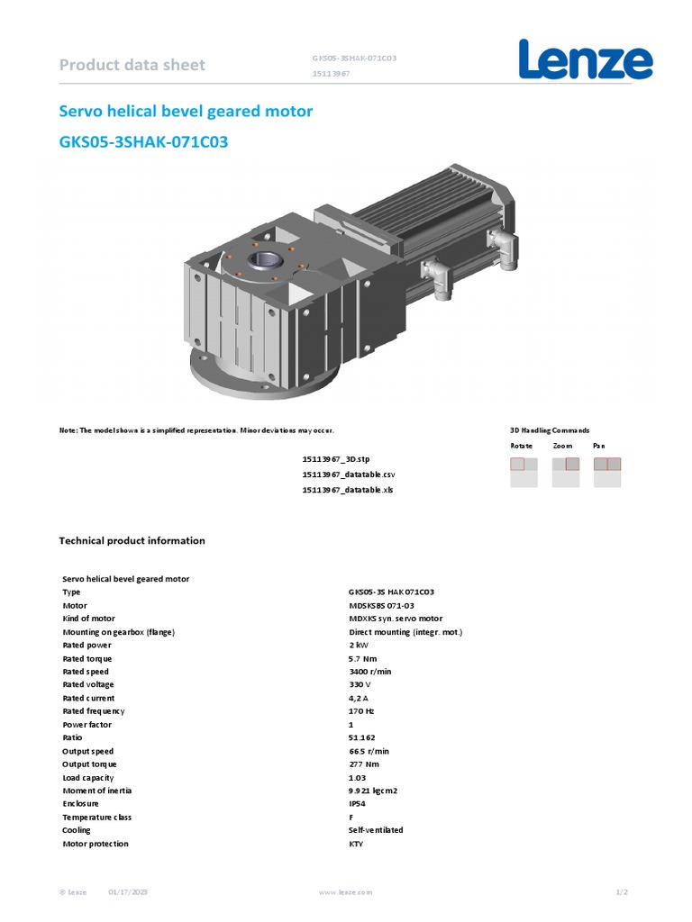 Datasheet | PDF | Electric Motor | Equipment