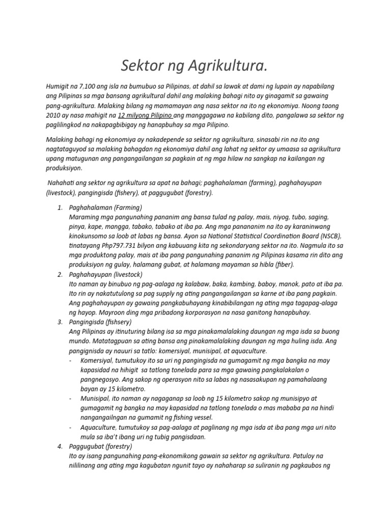 Sektor NG Agrikultura | PDF
