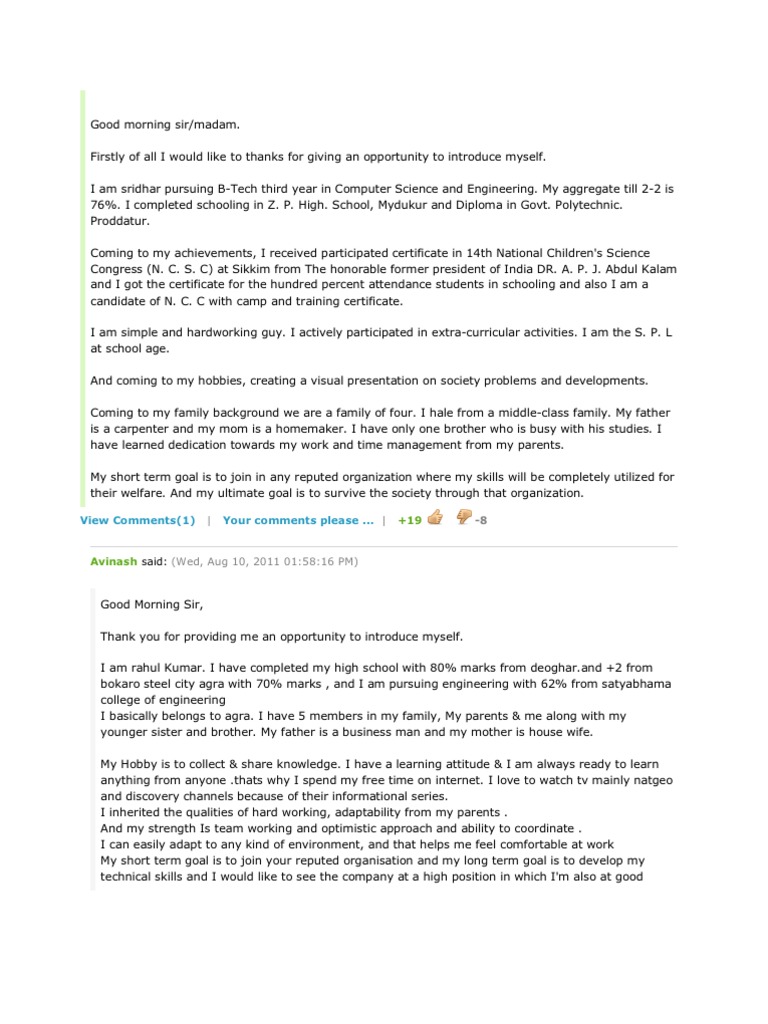 Self Introdution Pdf Goal Learning