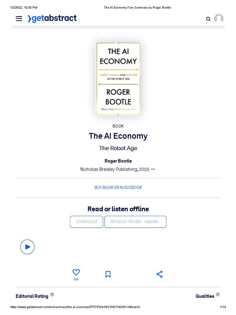 The AI Economy Free Summary by Roger Bootle | PDF | Artificial ...