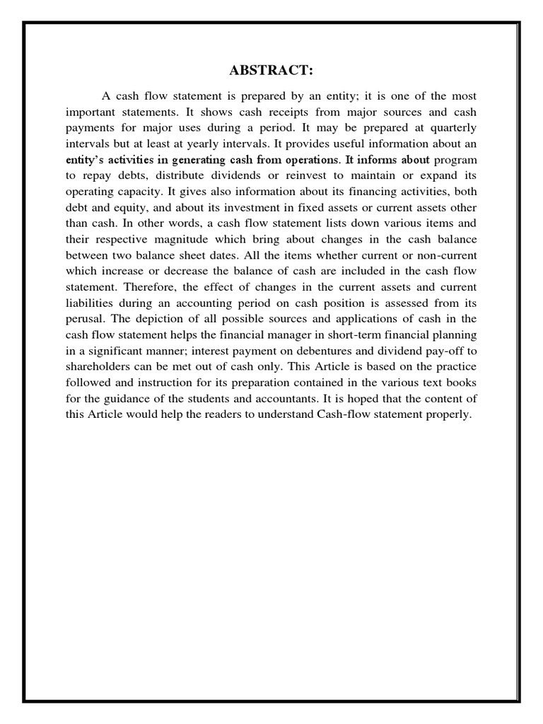 FMA Project (Cash Flow Statement) | PDF | Cash Flow Statement | Dividend